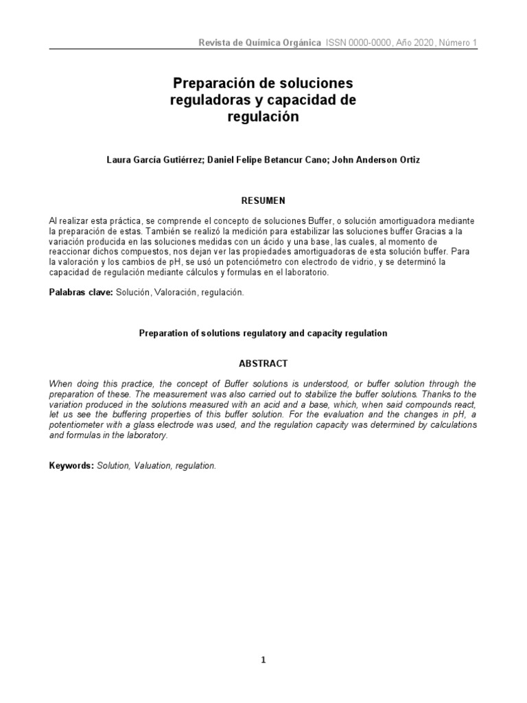 Imforme 4 de Soluciones Reguladoras | PDF | Ph | Solución tampón