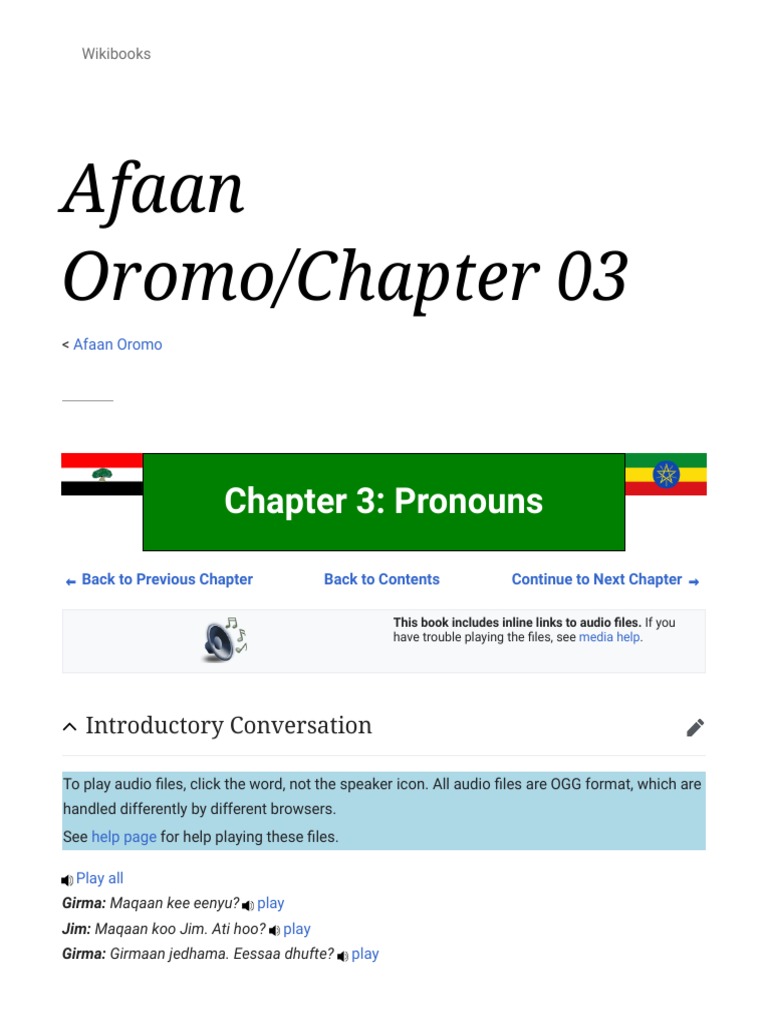 Afaan Oromo-Chapter 03 - Wikibooks, Open Books For An Open World | PDF | Language Mechanics ...