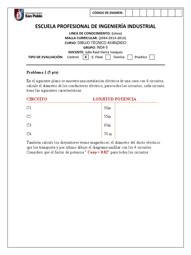 Control2 (Solucion) | PDF | Cantidad | Distribución de energía eléctrica