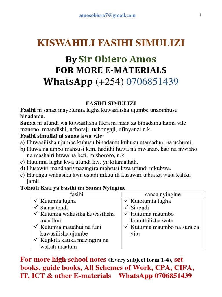 Fasihi Simulizi | PDF