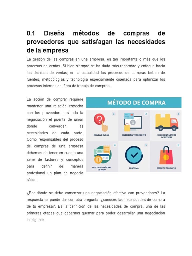 Métodos de Compras de Proveedores Que Satisfagan Las Necesidades de La ...