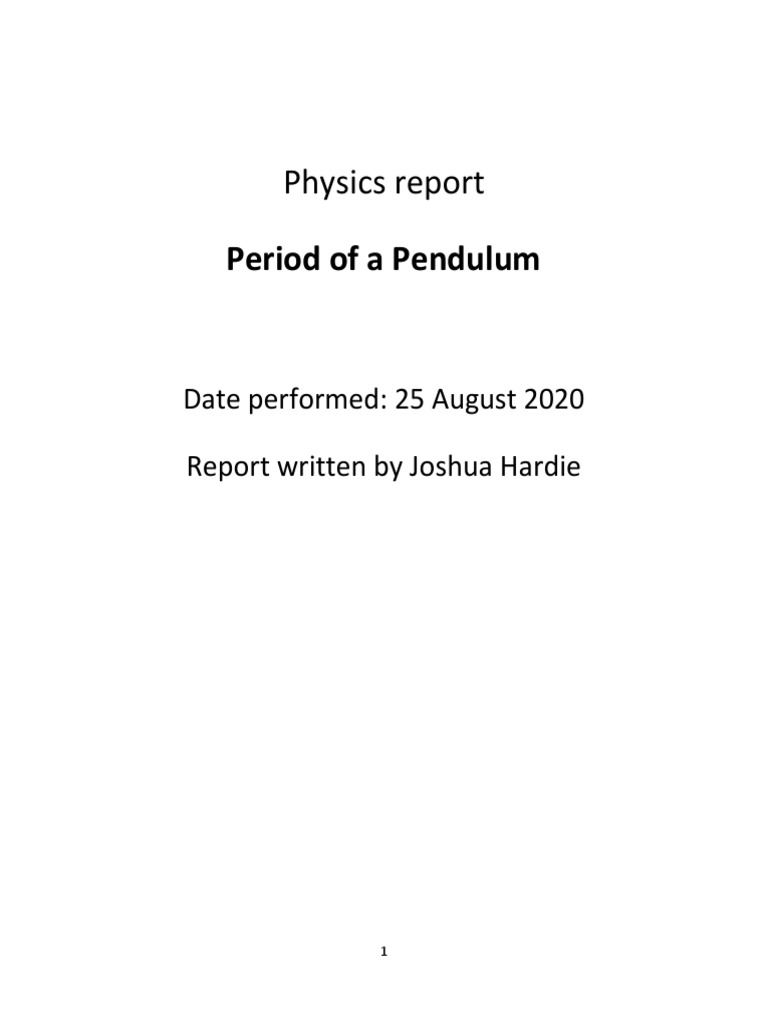 Physics Report, Period of A Pendulum | Download Free PDF | Pendulum | Experiment