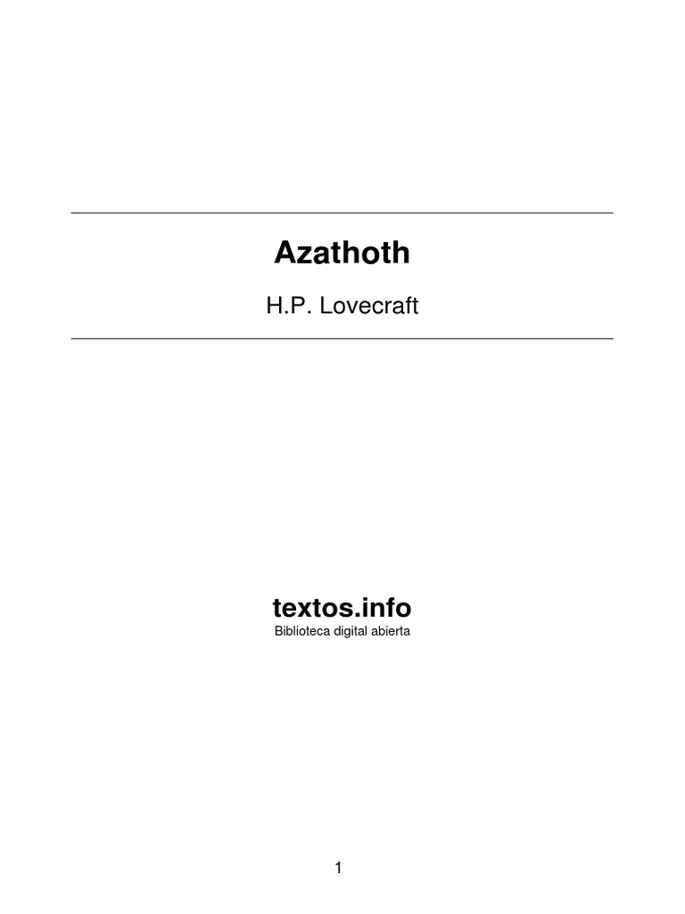 H P Lovecraft - Azathoth | PDF | HP Lovecraft
