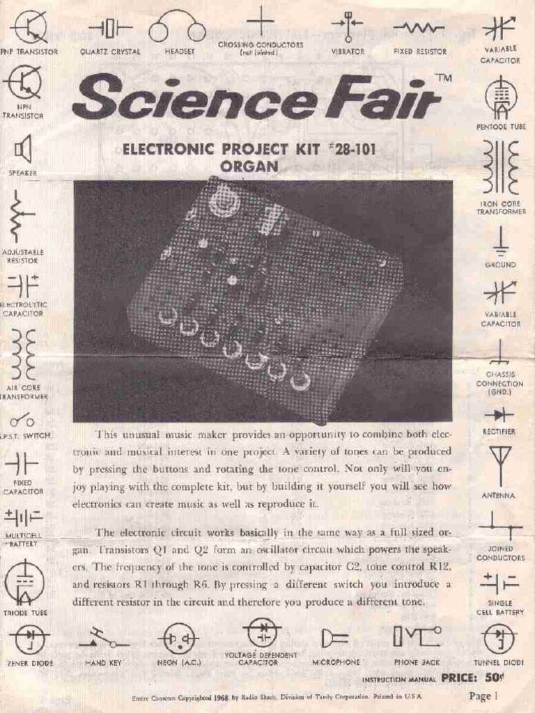 Radio Shack P-Box Kit - 101 Electronic Organ1 - Manual | PDF