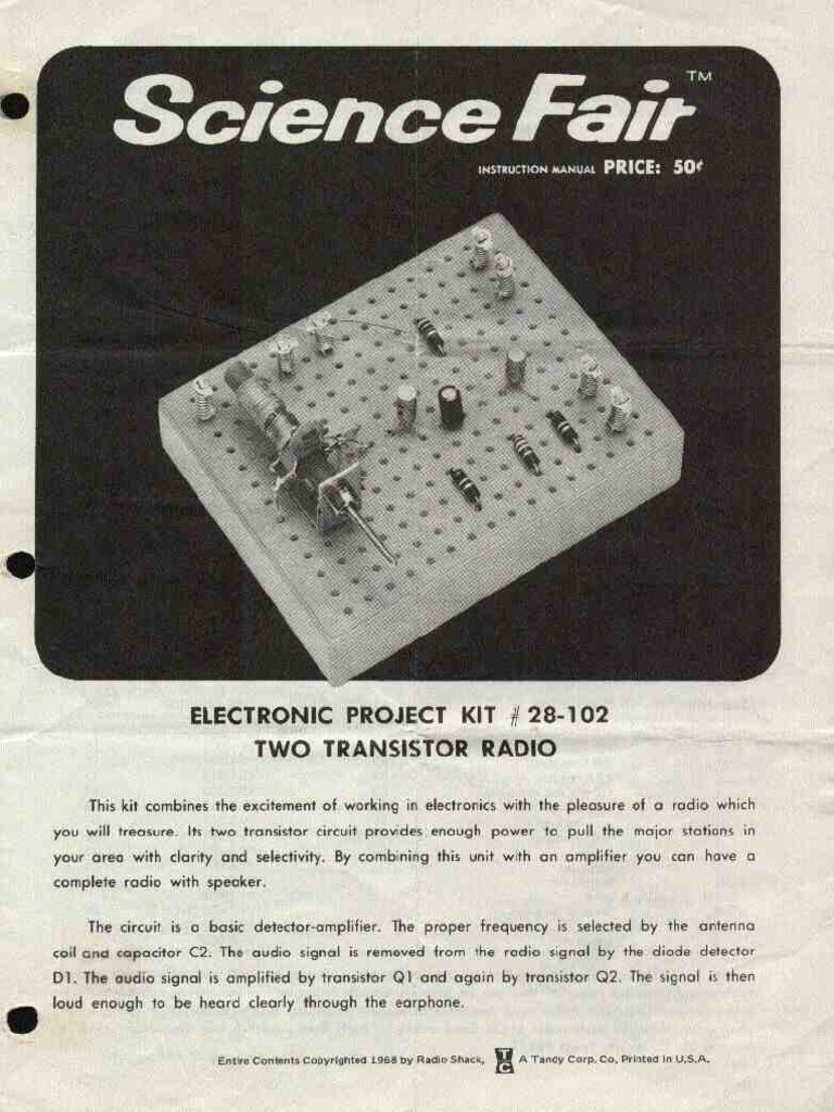 Radio Shack P-Box Kit - 102 Two-Transistor Radio - Manual | PDF