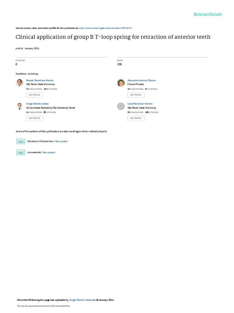 Clinical Application of Group B T-Loop Spring For Retraction of ...