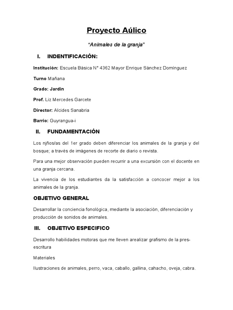 Proyecto Animales de La Granja | PDF