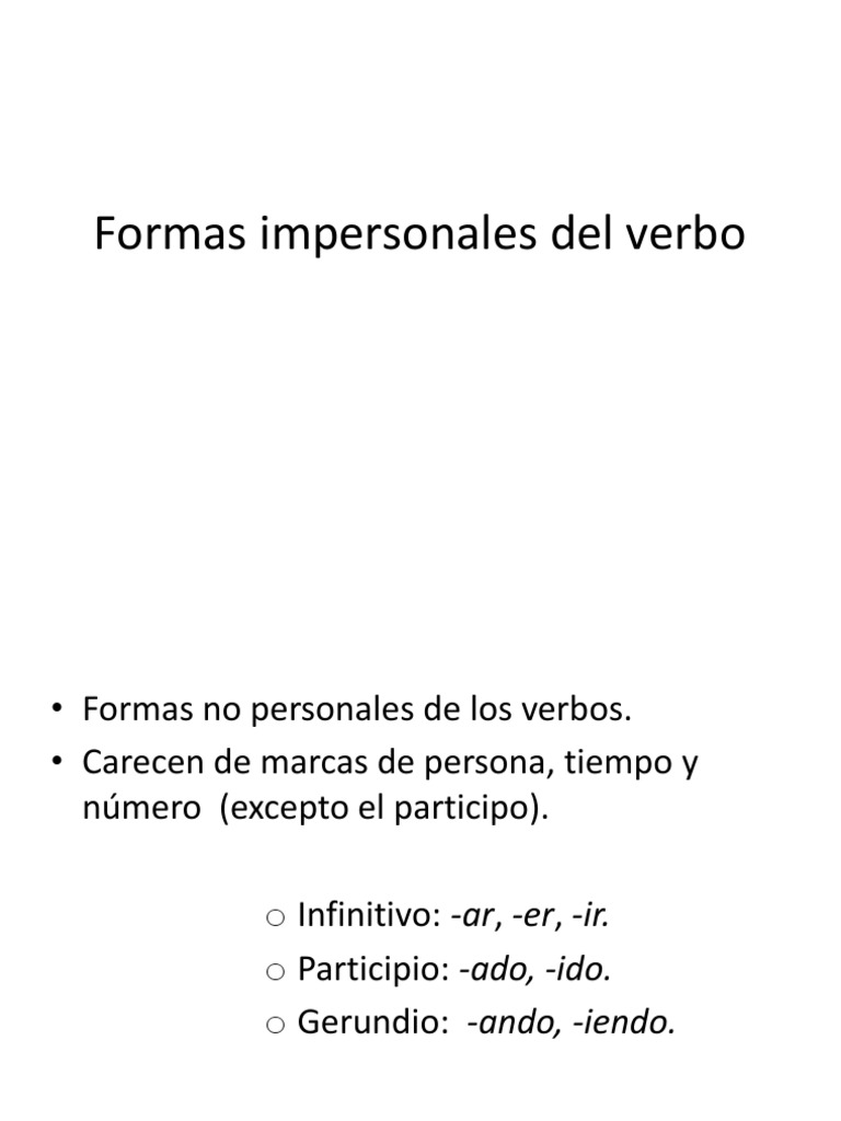 C20. Formas Impersonales Del Verbo | PDF | Verbo | Morfología