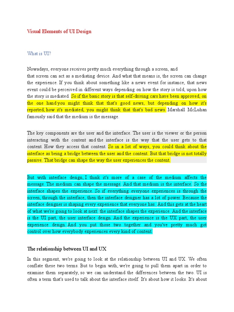 Visual Elements of User Interface Design - Course Notes | PDF | User ...