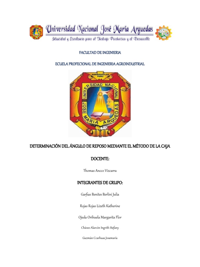 Determinacion Del Angulo de Reposo Mediante El Metodo de La Caja | PDF ...