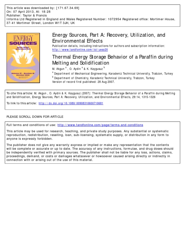 Energy Sources, Part A: Recovery, Utilization, and Environmental ...