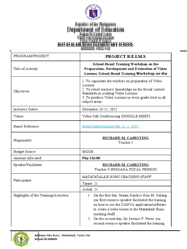 Acr - Inset - Training Workshop - Video Lesoon | PDF | Computing ...