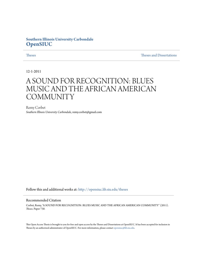 A Sound For Recognition-Blues Musica and The African American Community ...