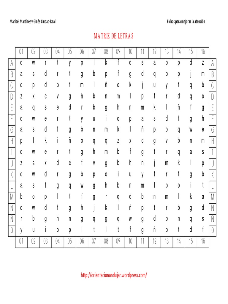 Matriz de Letras para Preescolar | PDF