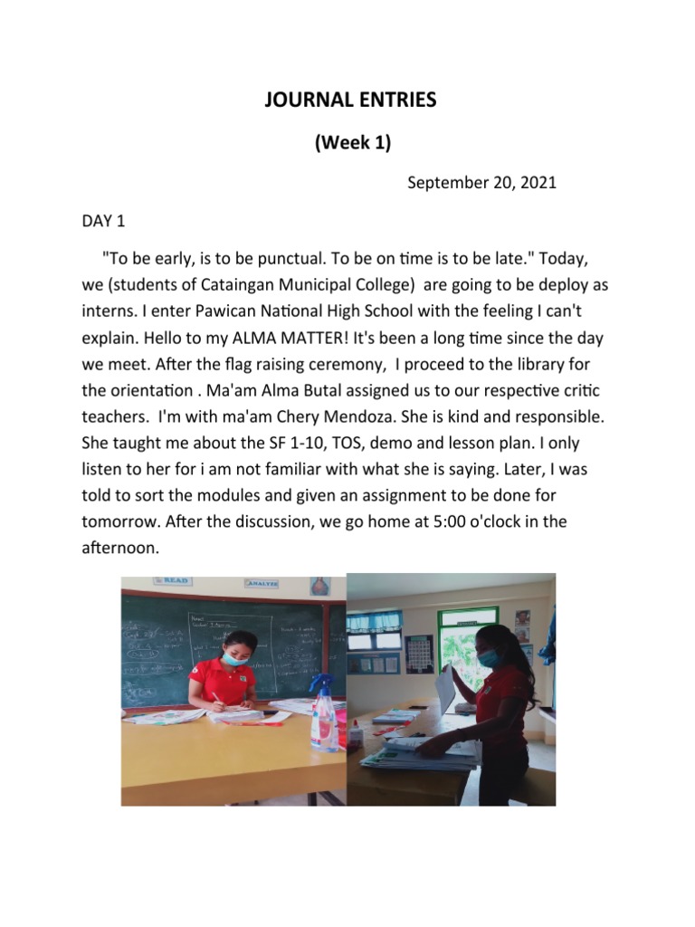 Journal Entries: (Week 1) | PDF