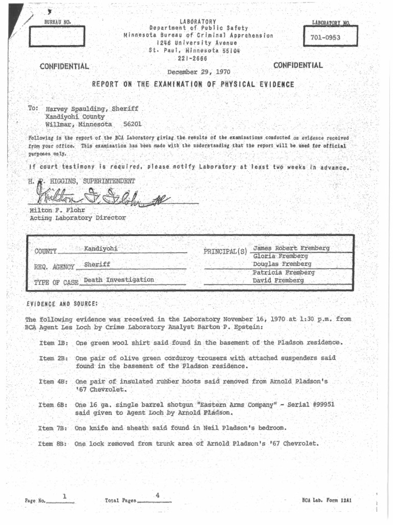 Reports On Examination of Physical Evidence | PDF