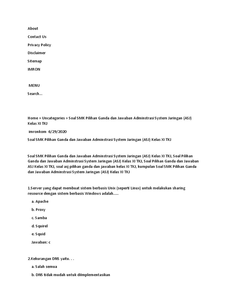 Soal PAS ASJ Kelas XI | PDF