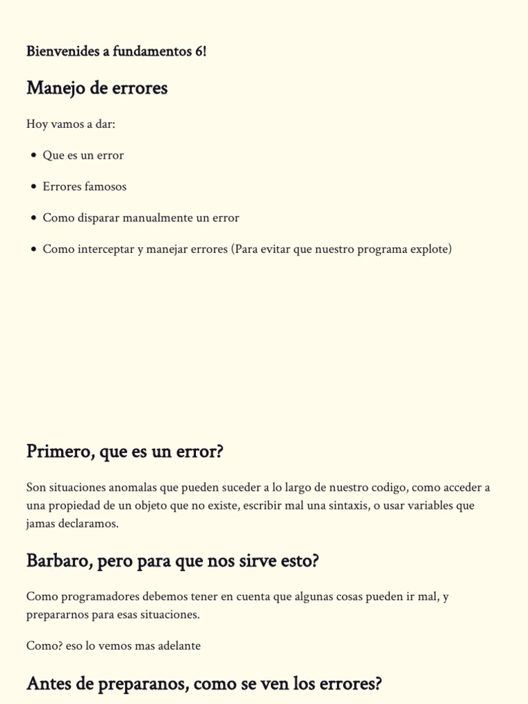 06 - Manejo de Errores | PDF | Lenguaje de programación | Error de ...