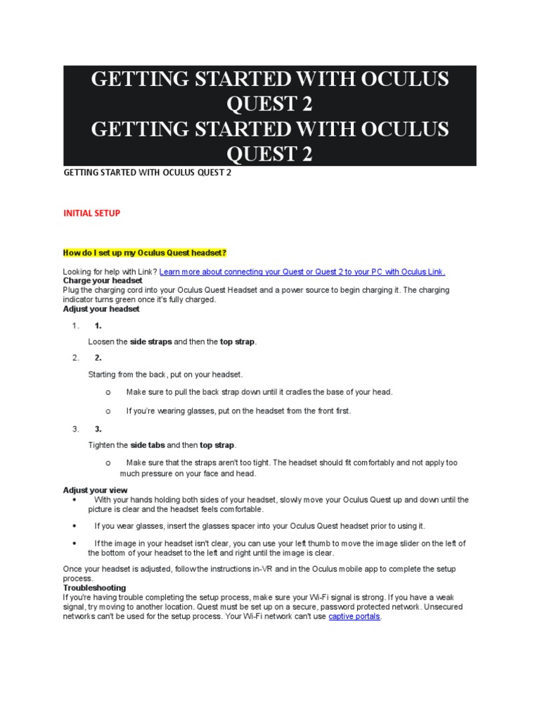 Getting Started With Oculus Quest 2 | Download Free PDF | Computing | Software