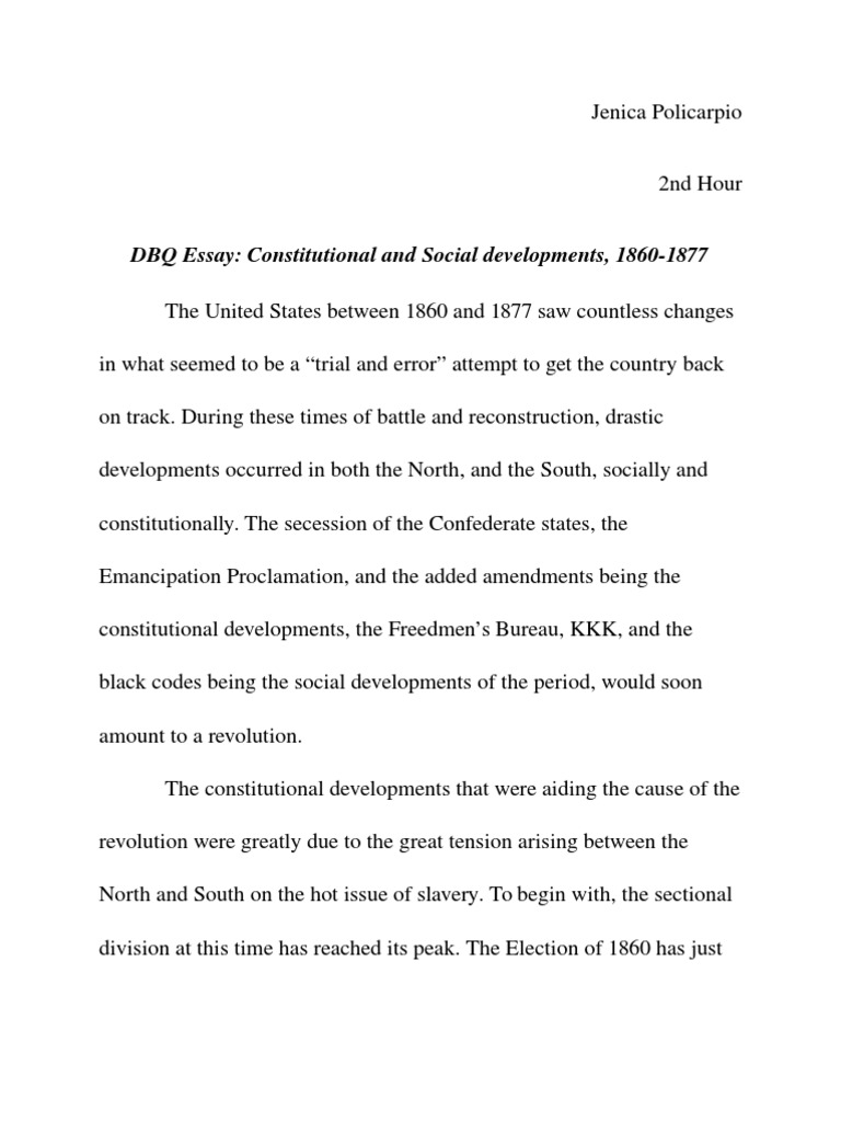 DBQ 1860-1877 | PDF | Freedman | Thirteenth Amendment To The United ...