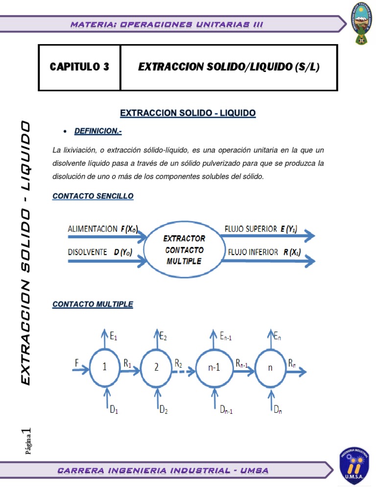 OPERACIONES UNITARIAS III Capitulo 3 Extracci N Solido Liquido PDF | PDF | Sustancias químicas ...