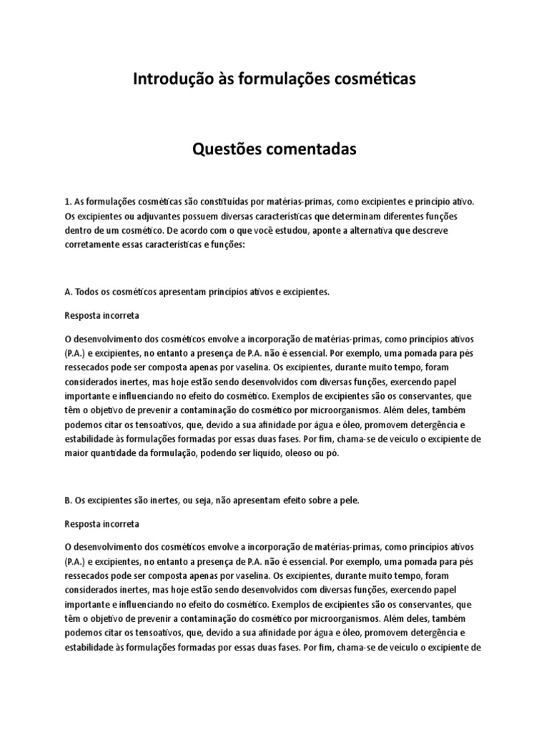 Introdução Às Formulações Cosméticas | PDF | Pele | Epiderme