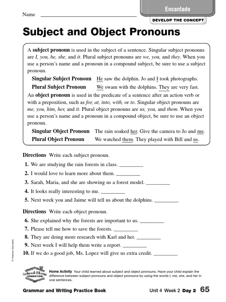 Subject and Object Pronouns: Encantado | PDF | Subject (Grammar ...