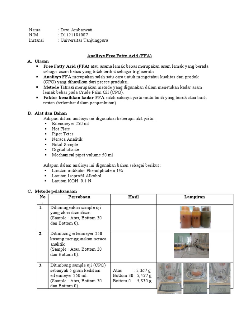 Laporan Analisa Ffa | PDF