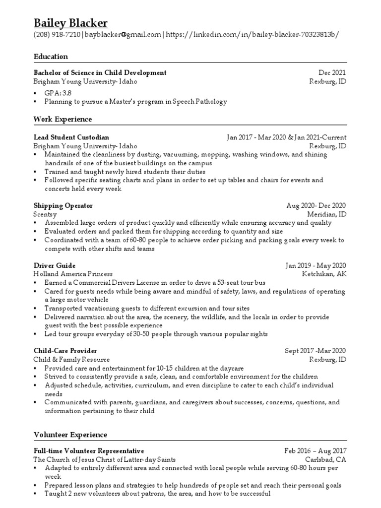Resume November 2021 | PDF | Child Care | Relationships