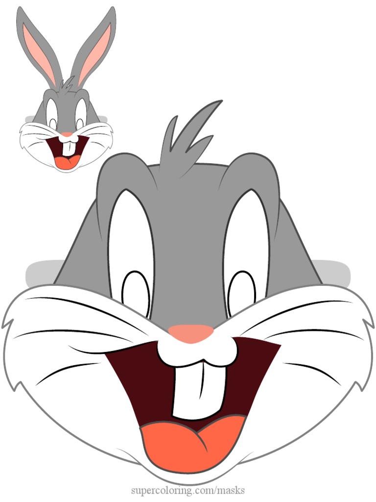 Bugs Bunny Mask Colored Template Paper Craft | PDF