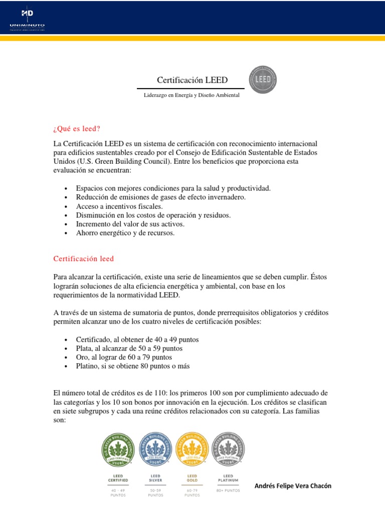 Certificación LEED: Beneficios y Niveles | PDF | Liderazgo en Energía y ...