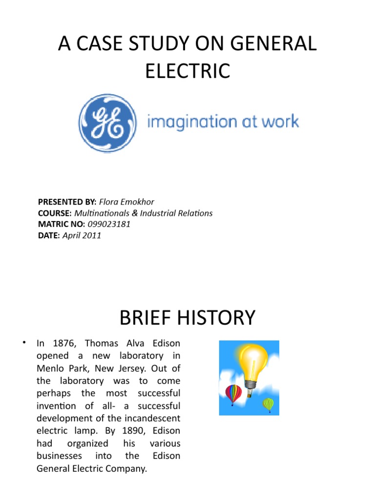 A Case Study On General Electric | PDF | General Electric | Thomas Edison