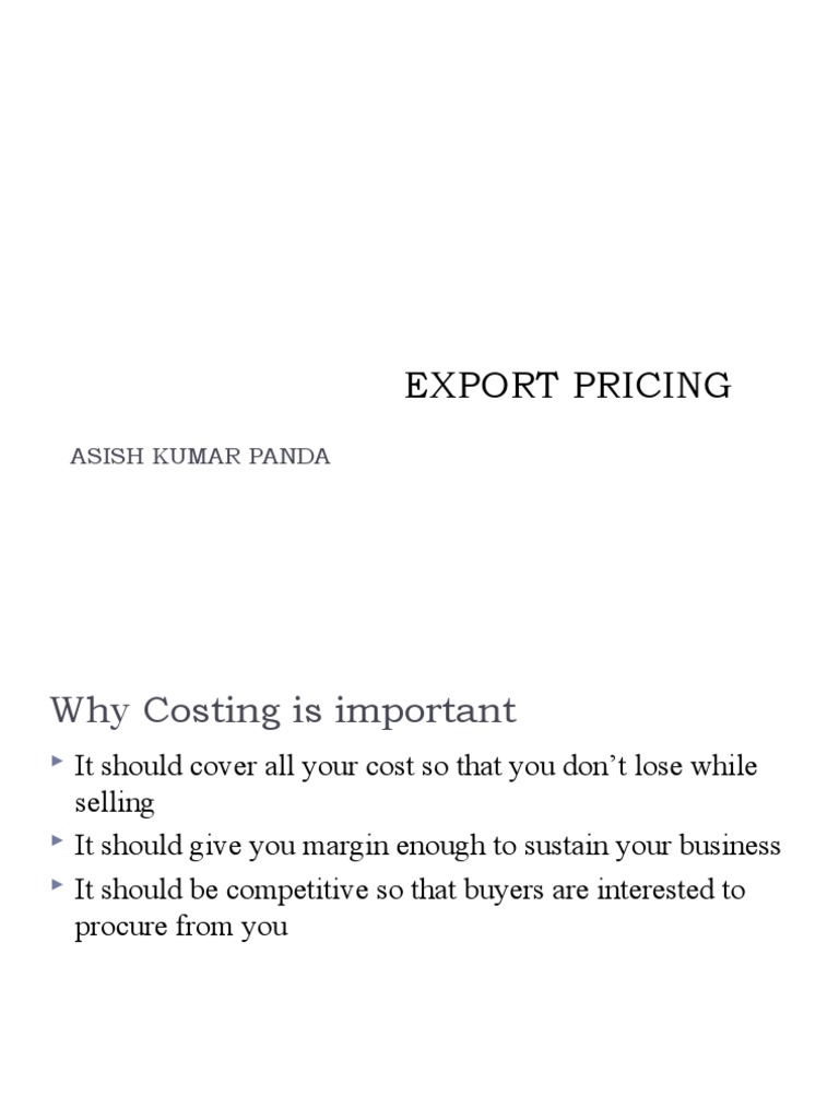 Export Pricing: Asish Kumar Panda | Download Free PDF | Business ...