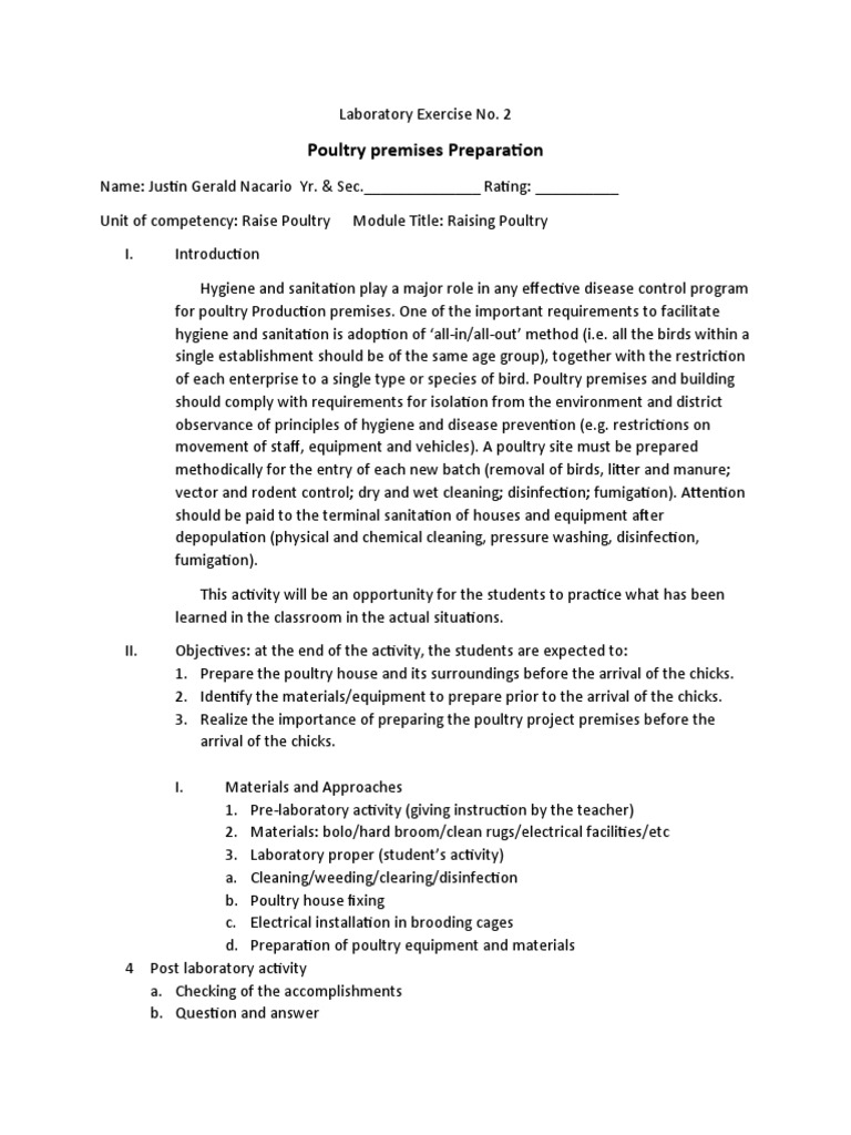 Bat AS 1 Laboratory Exercise No 2 | PDF | Poultry Farming