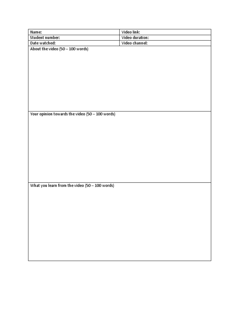 Video Report Form | PDF | Language Arts & Discipline