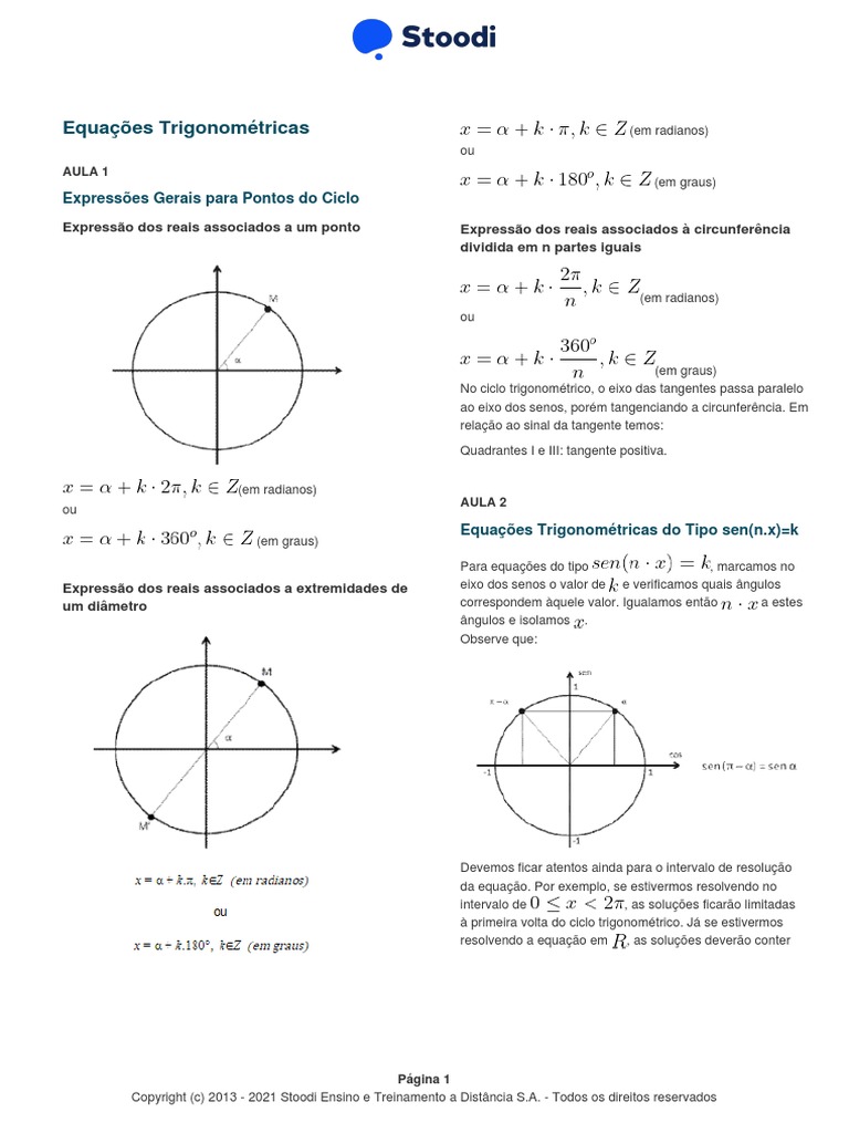 Equações Trigonométricas | Download grátis PDF | Equações | Trigonometria