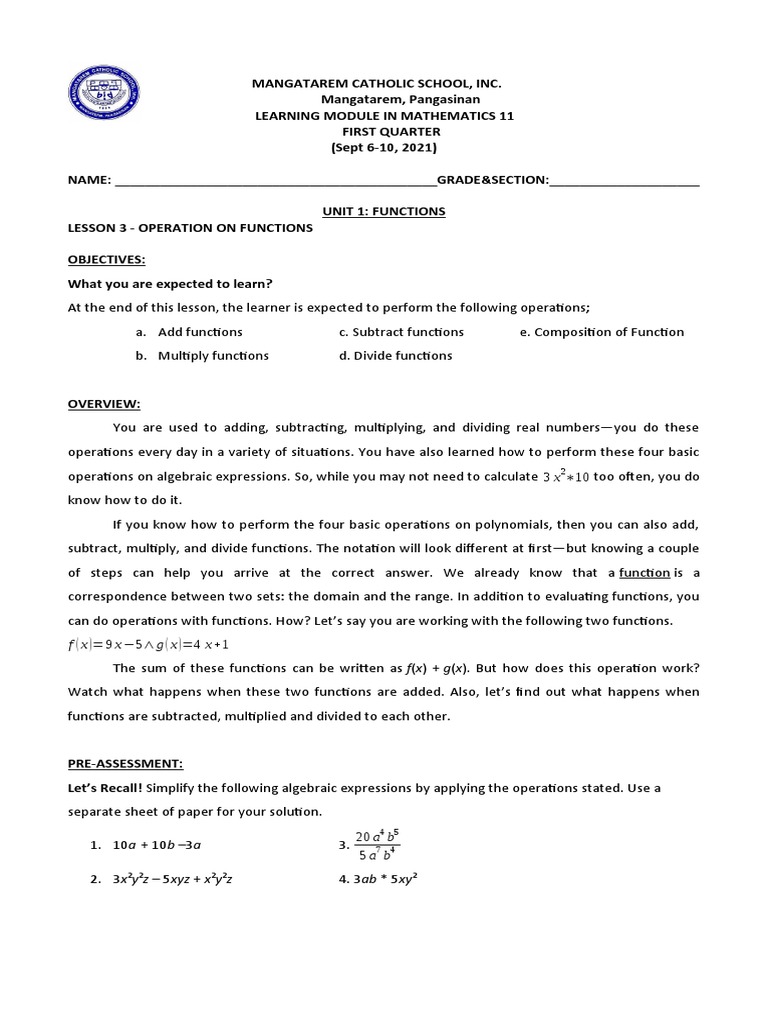 Gen Math Week 3 Module | Download Free PDF | Function (Mathematics ...