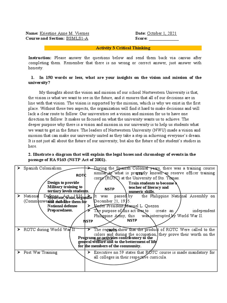 Activity 3 Critical Thinking (Module 2) | PDF | Philippines