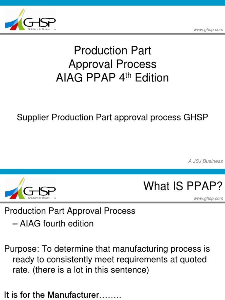 Production Part Approval Process Aiag Ppap 4 Edition | Download Free ...