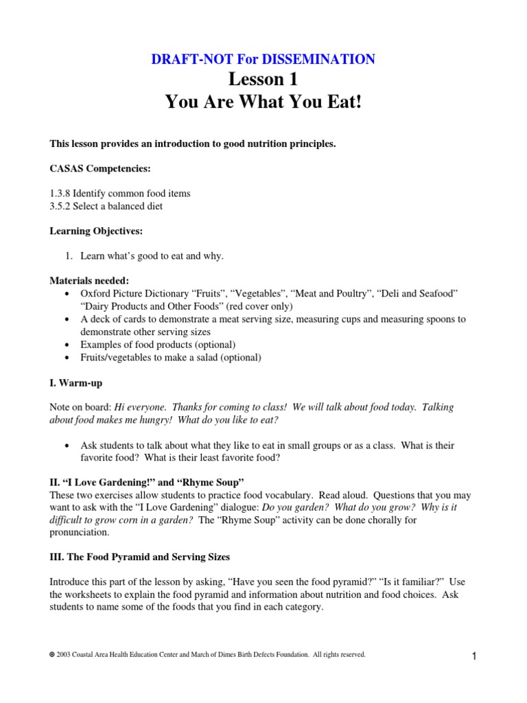 1A MATERI You Are What You Eat | PDF | Foods | Food And Drink