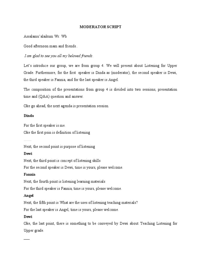 Moderator Script | PDF | Attention | Cognition