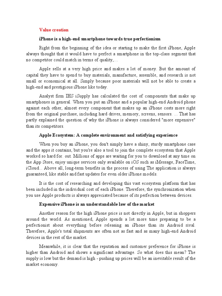 Value Creation of Iphone | PDF | Ios | Apple Inc.