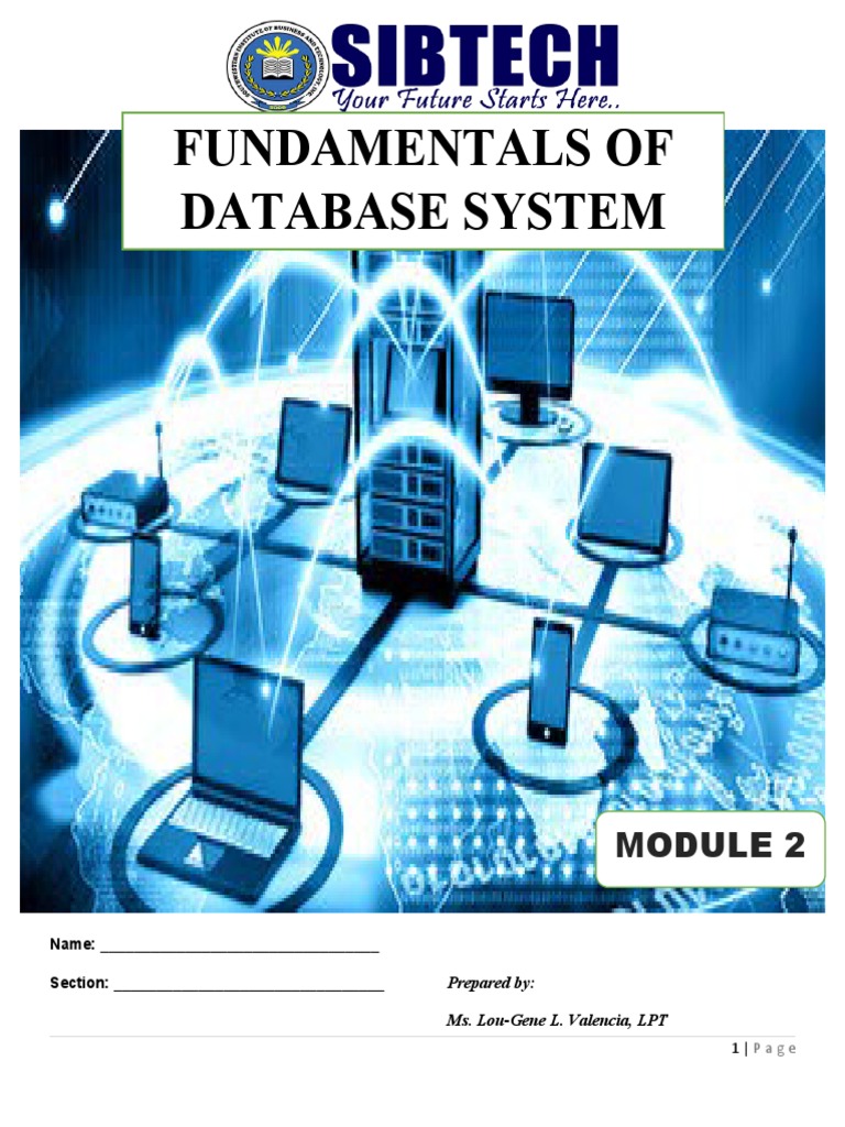 Fundamentals of Database System: Name: - Section | PDF | Databases | Conceptual Model