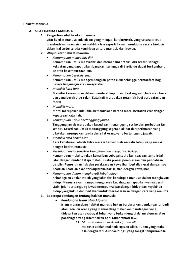 Sifat Hakikat Manusia | PDF