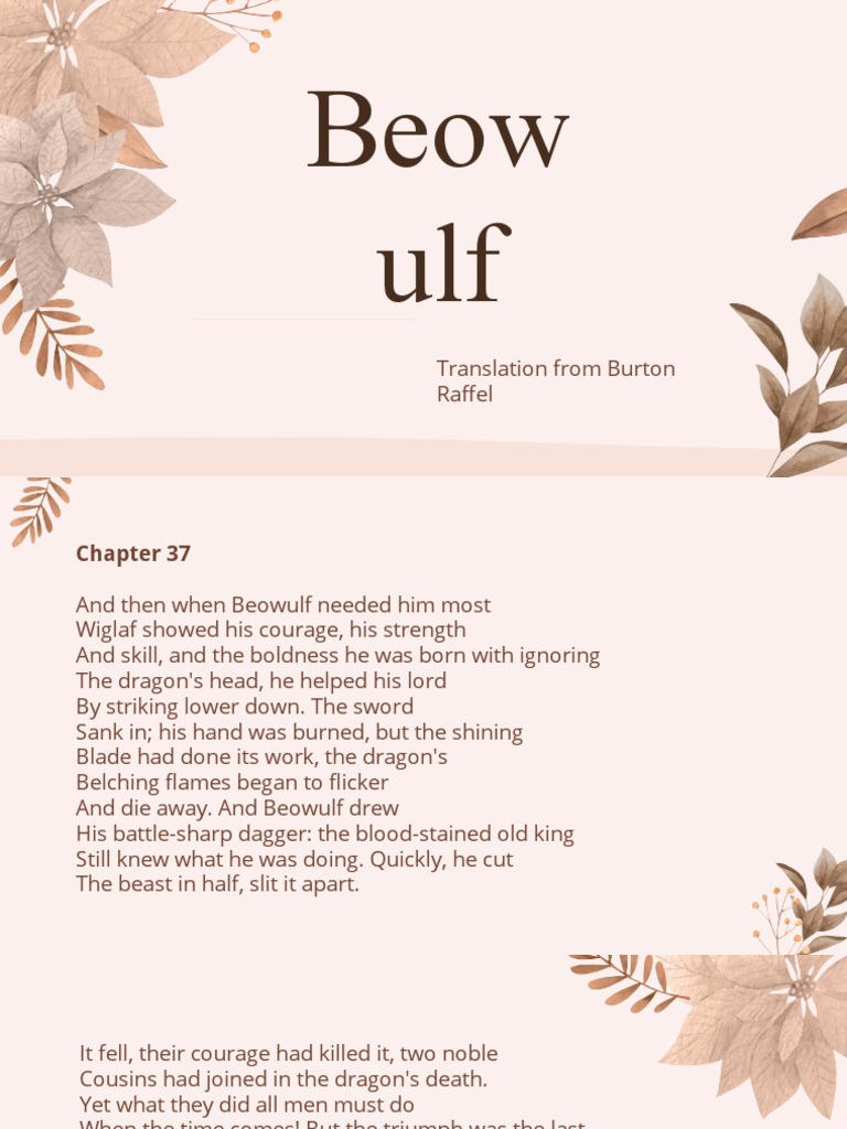 Beow Ulf: Translation From Burton Raffel | PDF | Beowulf | Dragon