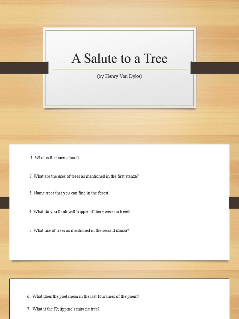Understanding "A Salute to a Tree" | PDF | Poetry