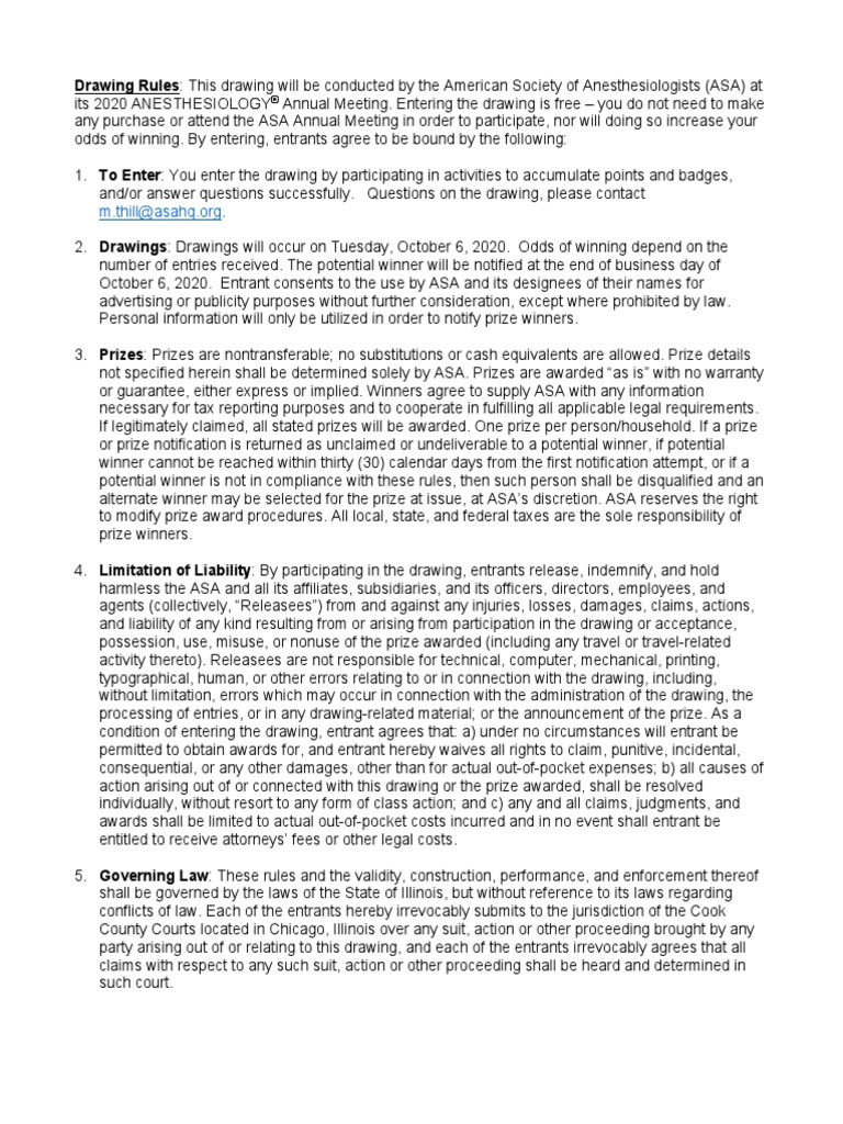 Prize Drawing Rules 2020 Virtual | PDF | Damages | Civil Law (Legal System)