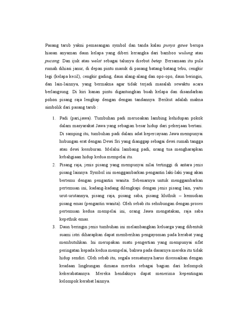 Makna Simbolik Pasang Tarub Jawa | PDF | Seni | Agama & Spiritualitas