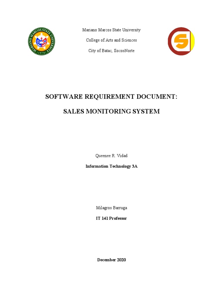 Sales Monitoring System SRD | PDF | Databases | Sales
