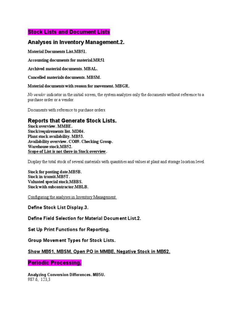 Stock Lists and Document Lists | PDF | Business | Finance & Money ...